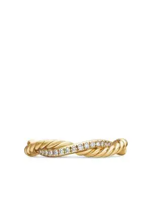 David Yurman 18kt Yellow Petite Infinity Diamond Band Ring - Gold