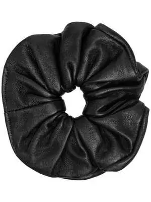 MANOKHI Leather Scrunchie - Black