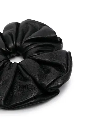 MANOKHI Leather Scrunchie - Black