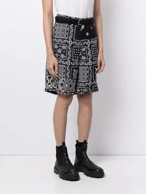 Sacai Bandana-print Cargo Shorts - Black
