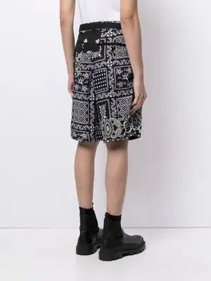 Sacai Bandana-print Cargo Shorts - Black