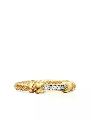 David Yurman 18k Yellow Petite Helena Wrap Diamond Band Ring - Gold