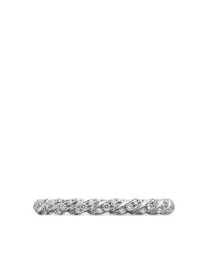 David Yurman 18kt White Gold And Diamond Band Ring - Silver