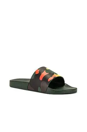 New Authentic Valentino Black & Olive Camo Slide Sandals 13556944~multi_0.jpg main image 3