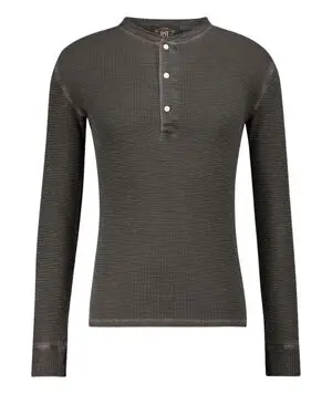 Ralph Lauren Waffle-knit Cotton Henley Shirt - Black