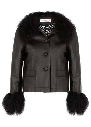Saks Potts Dorthe Shearling-trimmed Leather Jacket