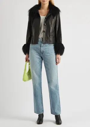 Saks Potts Dorthe Shearling-trimmed Leather Jacket