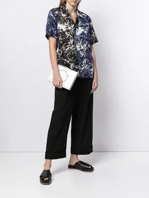 PORTS V Marble-print Button-down Shirt