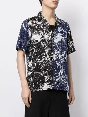 PORTS V Marble-print Button-down Shirt