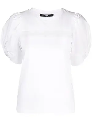 Karl Lagerfeld Embroidered Puff-sleeve T-shirt