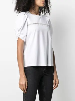 Karl Lagerfeld Embroidered Puff-sleeve T-shirt