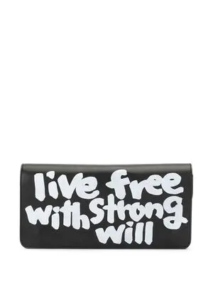 Comme Des Garçons Slogan-print Leather Wallet - Black