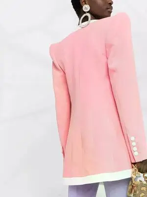 Balmain Structured-shoulder Blazer With Contrasting Trim - Pink