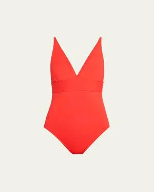 ERES Eres Larcin Deep V One-Piece Swimsuit Ecarlate 24h