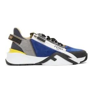 Fendi Fendi Black & Grey Suede 'Flow' Sneakers F1d0p Blue