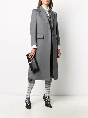 Thom Browne Wide Lapel Cashmere Overcoat - Grey