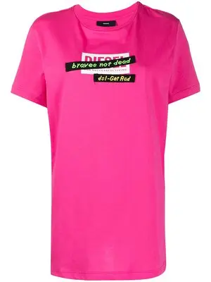 DIESEL® T-daria-r2 Embroidered Tape Cotton T-shirt
