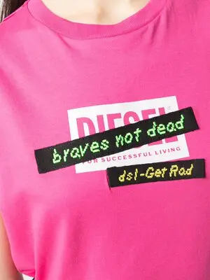 DIESEL® T-daria-r2 Embroidered Tape Cotton T-shirt