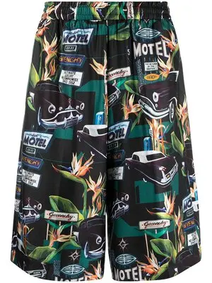 Givenchy Car Print Straight-leg Shorts