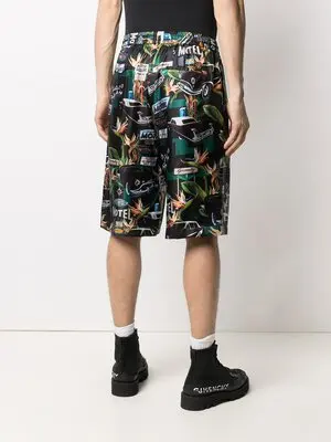 Givenchy Car Print Straight-leg Shorts