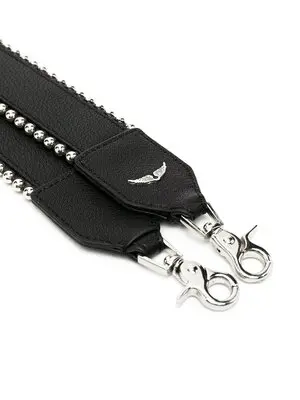 Zadig&Voltaire Grained Leather Stud Piping Bag Strap - Black