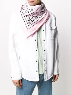 BARRIE Paisley Print Bandana Scarf - Pink