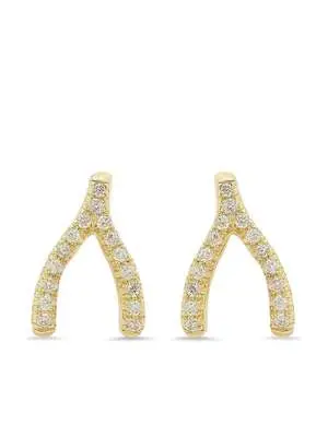 JENNIFER MEYER 18kt Yellow Mini Diamond Wishbone Stud Earrings - Gold