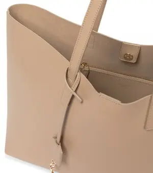 Saint Laurent Shopping E/w Leather Tote Bag - Beige