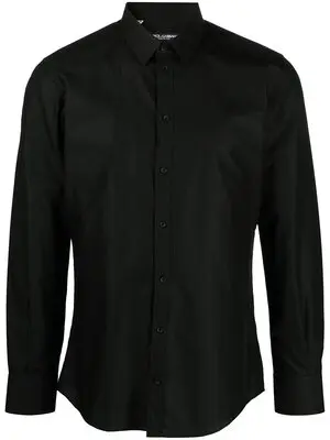 Dolce & Gabbana Pinstripe Long-sleeve Cotton Shirt - Black
