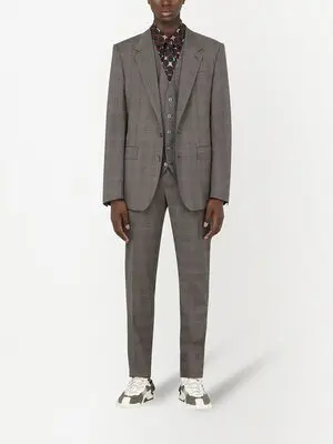Dolce & Gabbana Glen Plaid Wool Waistcoat - Grey