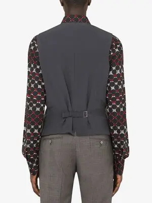 Dolce & Gabbana Glen Plaid Wool Waistcoat - Grey