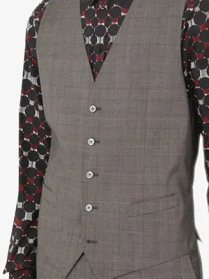 Dolce & Gabbana Glen Plaid Wool Waistcoat - Grey