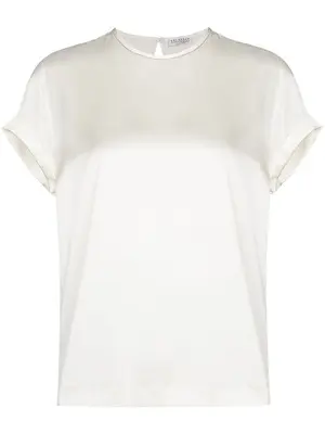 Brunello Cucinelli Silk Crew-neck T-shirt - White
