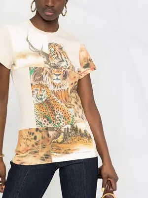 Stella McCartney Tiger Print Patchwork T-shirt