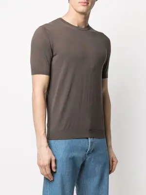 Malo Short-sleeved Knit T-shirt - Brown