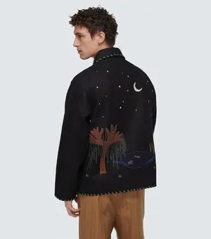 Bode Farm Souvenir Wool Jacket In Black - 30% Off | Editorialist