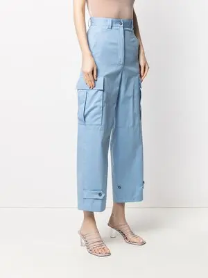 MSGM Cropped High-waisted Trousers