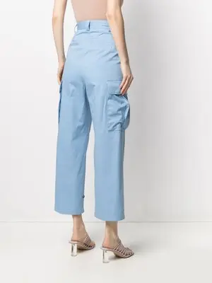 MSGM Cropped High-waisted Trousers
