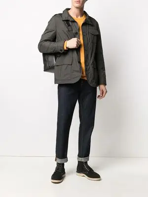 MOORER Hooded Buttoned Jacket