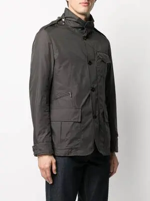 MOORER Hooded Buttoned Jacket