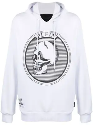 Philipp Plein Outline Skull-print Hoodie - White