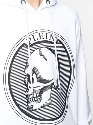 Philipp Plein Outline Skull-print Hoodie - White