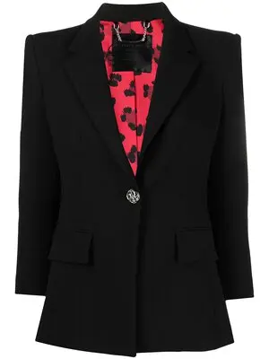 Philipp Plein Single-breasted Fitted Blazer - Black