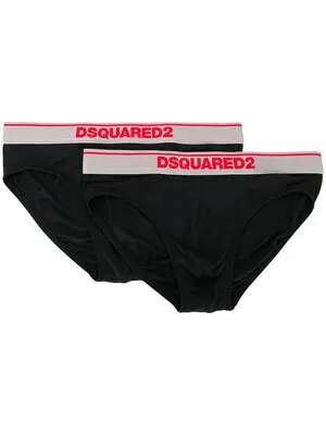 Dsquared2 Logo Band Briefs 2 Pack - Black