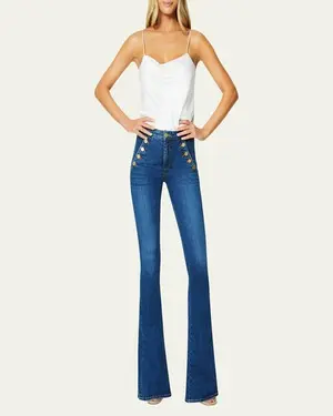 Ramy Brook Helena Mid-rise Flare Jeans - Medium Wash