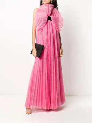 Givenchy Pleated Detail Lace Evening Dress