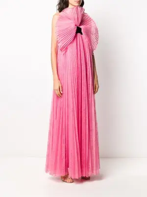 Givenchy Pleated Detail Lace Evening Dress