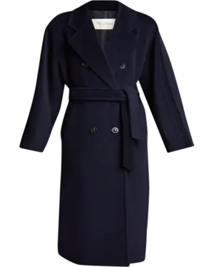 Max Mara Madame Belted Wool-cashmere Coat - Navy