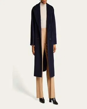Max Mara Madame Belted Wool-cashmere Coat - Navy