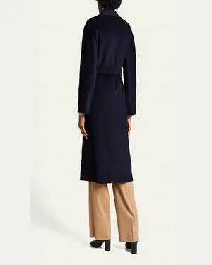 Max Mara Madame Belted Wool-cashmere Coat - Navy